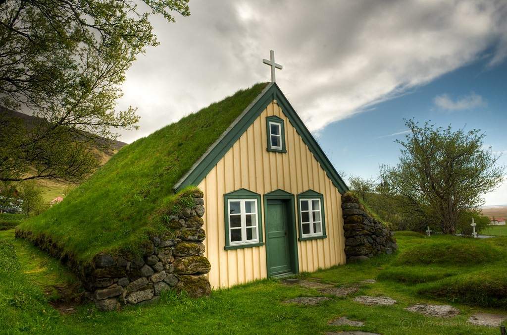 Solve The Turf Church at Hof, South Iceland jigsaw puzzle online with ...