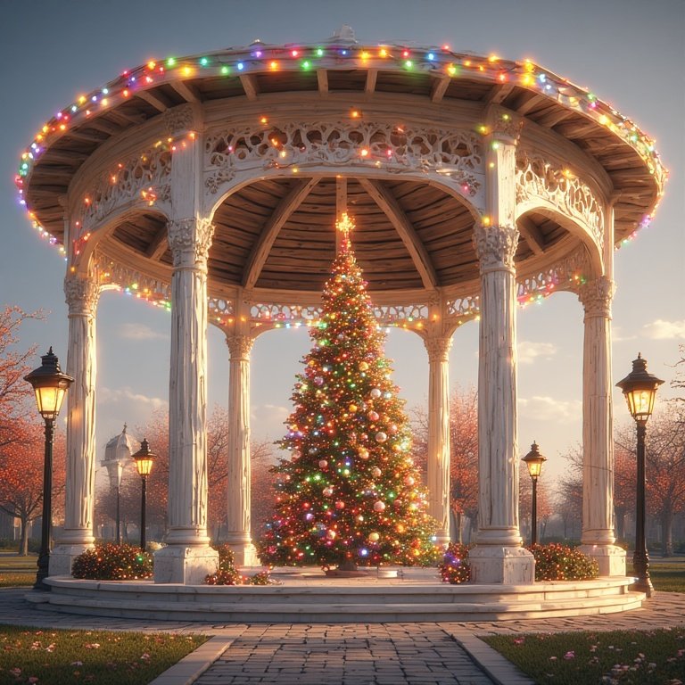 Solve Town square Christmas tree jigsaw puzzle online with 49 pieces