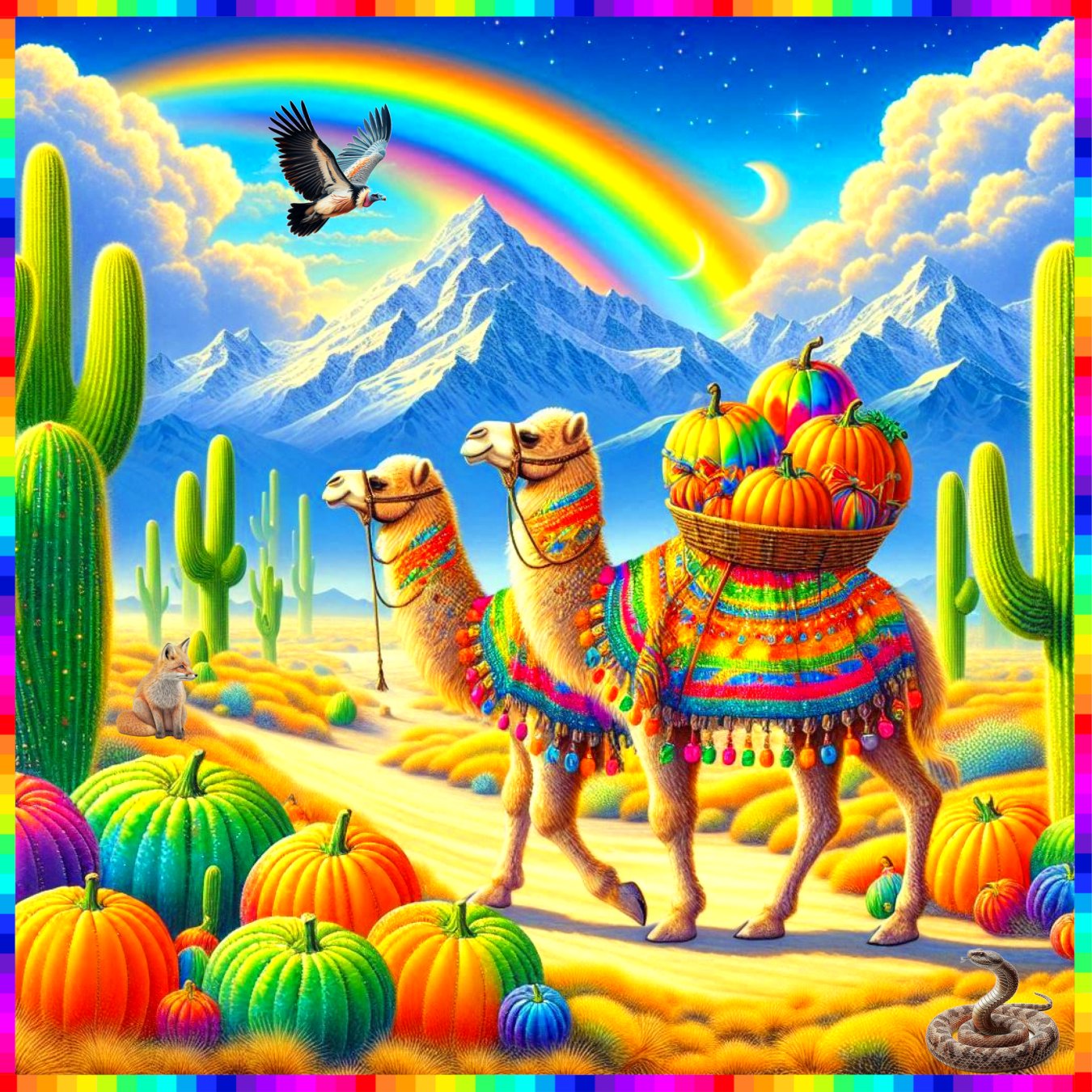 Solve AI Desert Pumpkins jigsaw puzzle online with 196 pieces