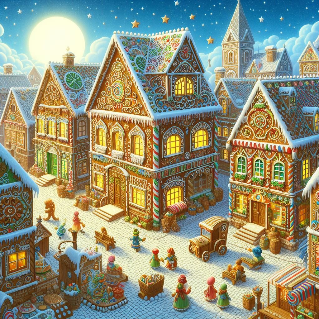 Solve Gingerbread Village jigsaw puzzle online with 81 pieces
