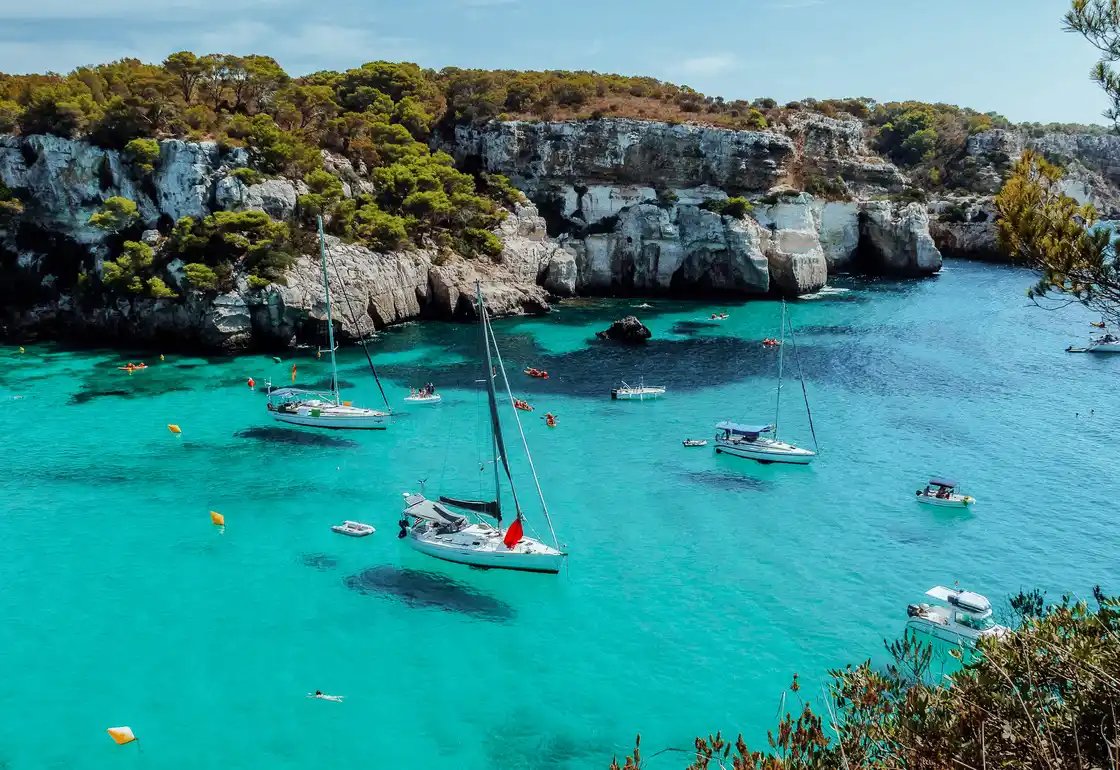 Solve Clear blue sea, Menorca, Spain jigsaw puzzle online with 96 pieces