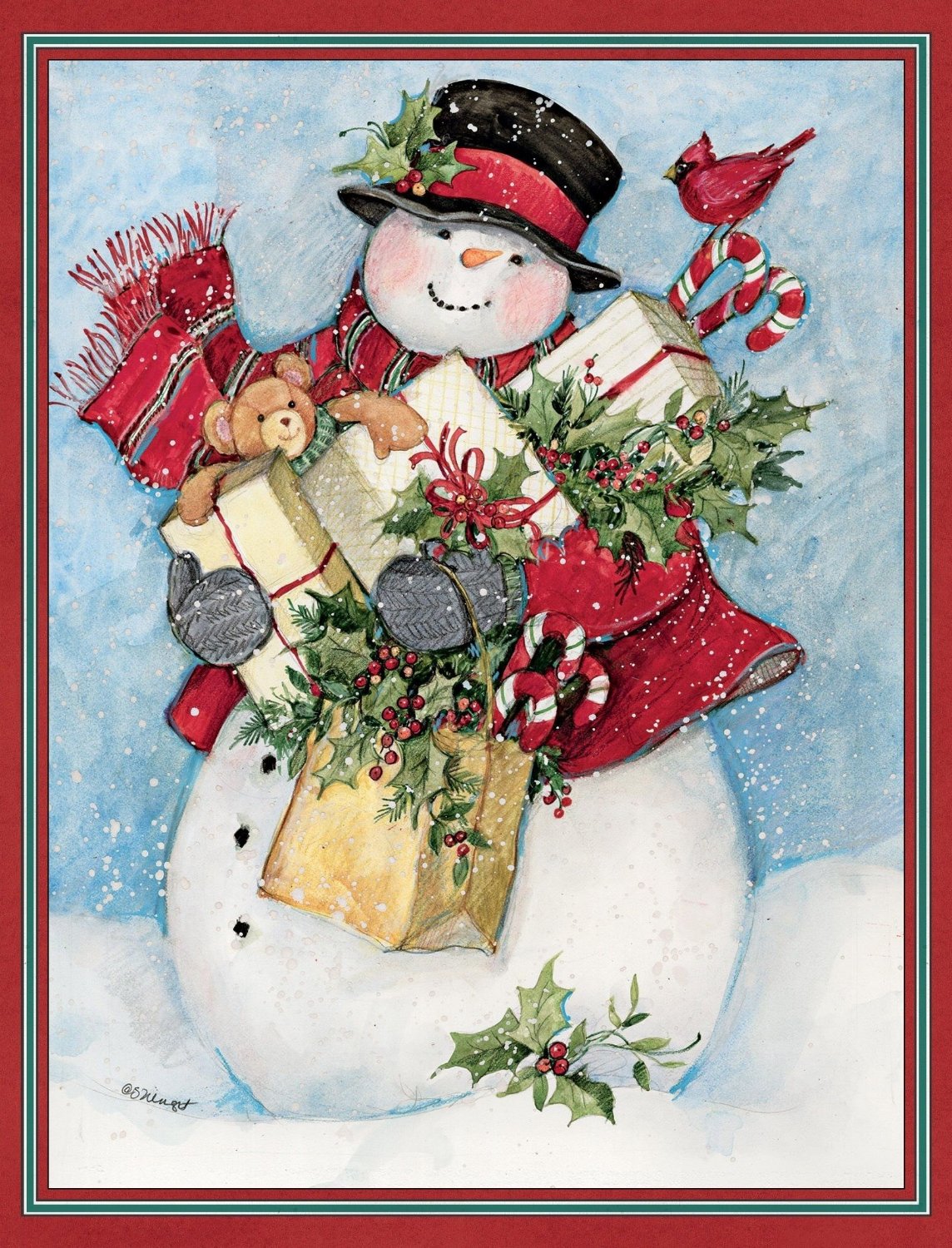 Solve Snowman with Presents (Large) jigsaw puzzle online with 204 pieces