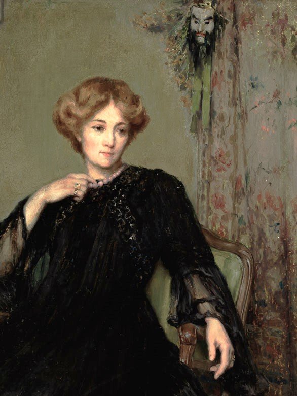 Solve Dolf van Roy - Portrait of a Lady in a Black Dress in an Interior ...