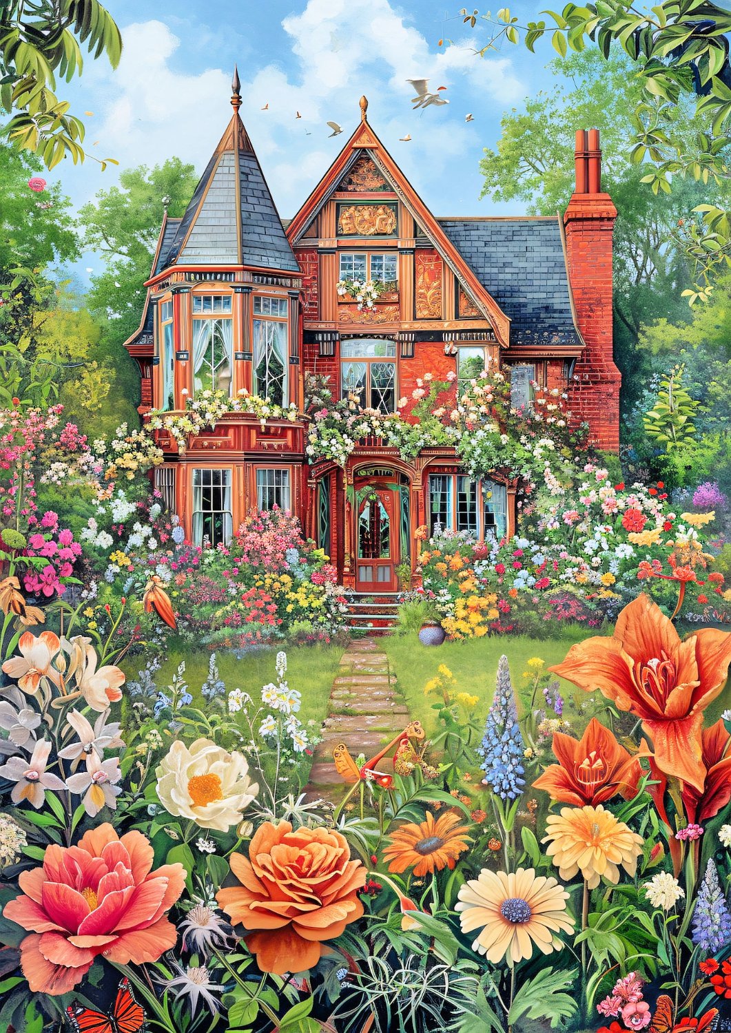 Solve Victorian House and Garden, resizable 12 to 475 pieces jigsaw ...