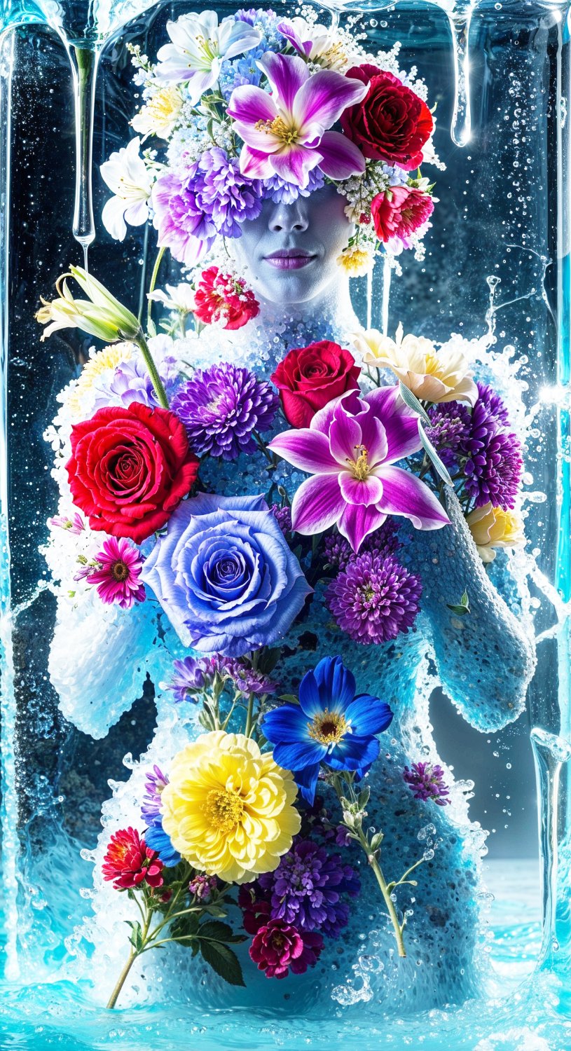 Solve human figure completely covered with ice and flowers jigsaw ...
