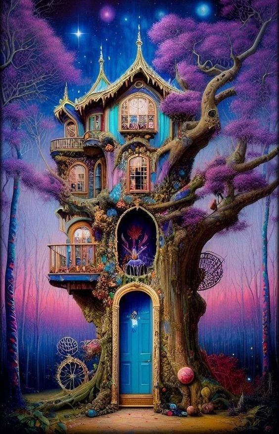 Solve Fantasy tree house jigsaw puzzle online with 77 pieces