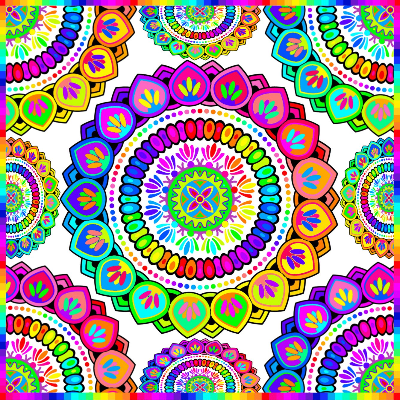 Solve Mandala Rainbow White jigsaw puzzle online with 100 pieces