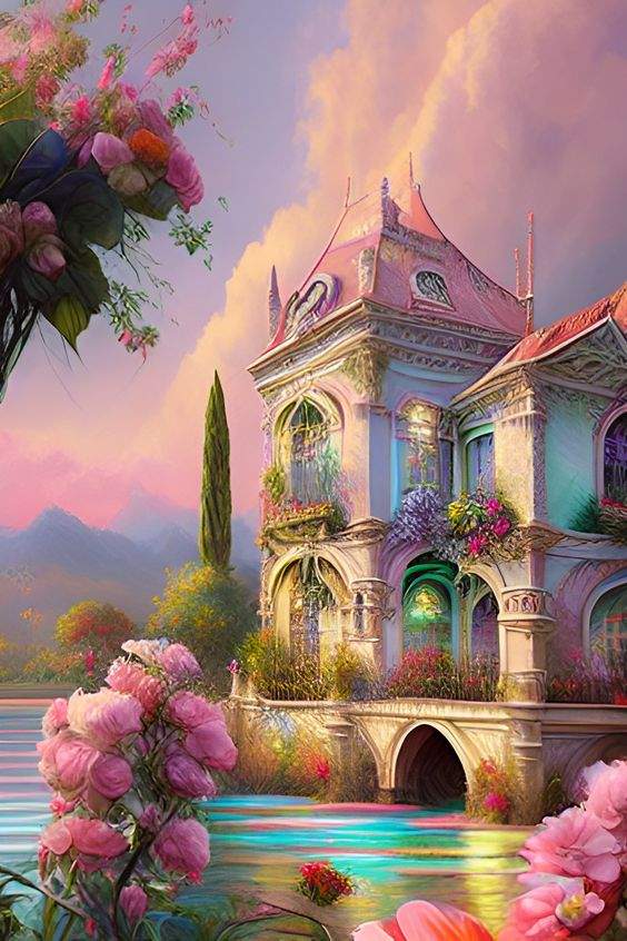 Solve Italian Villa on the Lake jigsaw puzzle online with 54 pieces