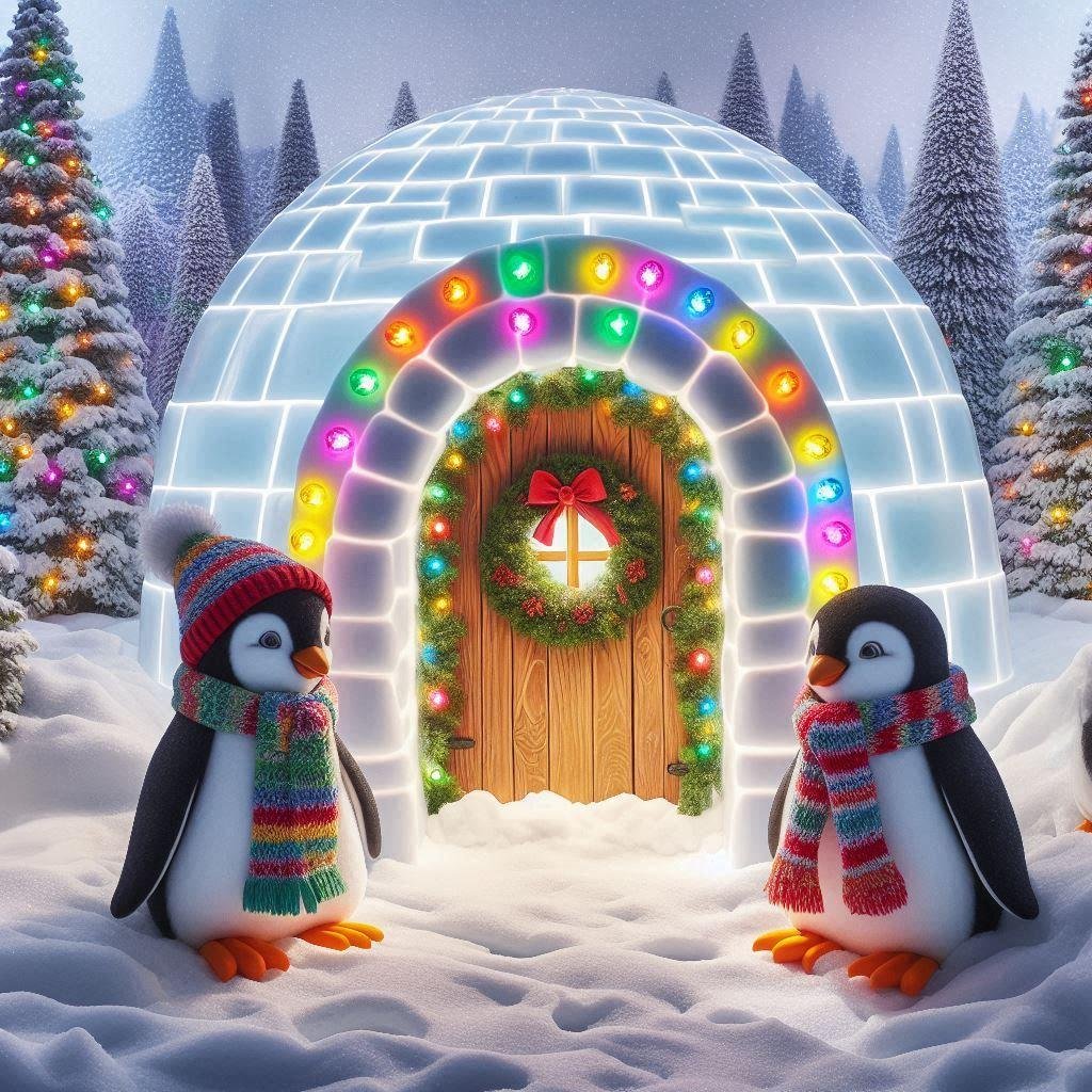 Solve Christmas igloo jigsaw puzzle online with 49 pieces