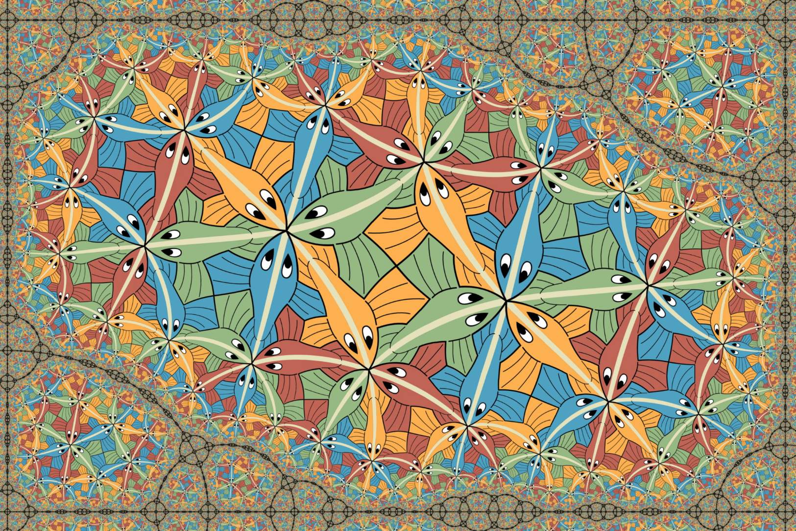 Solve fish, M. C. Escher, jigsaw puzzle online with 117 pieces