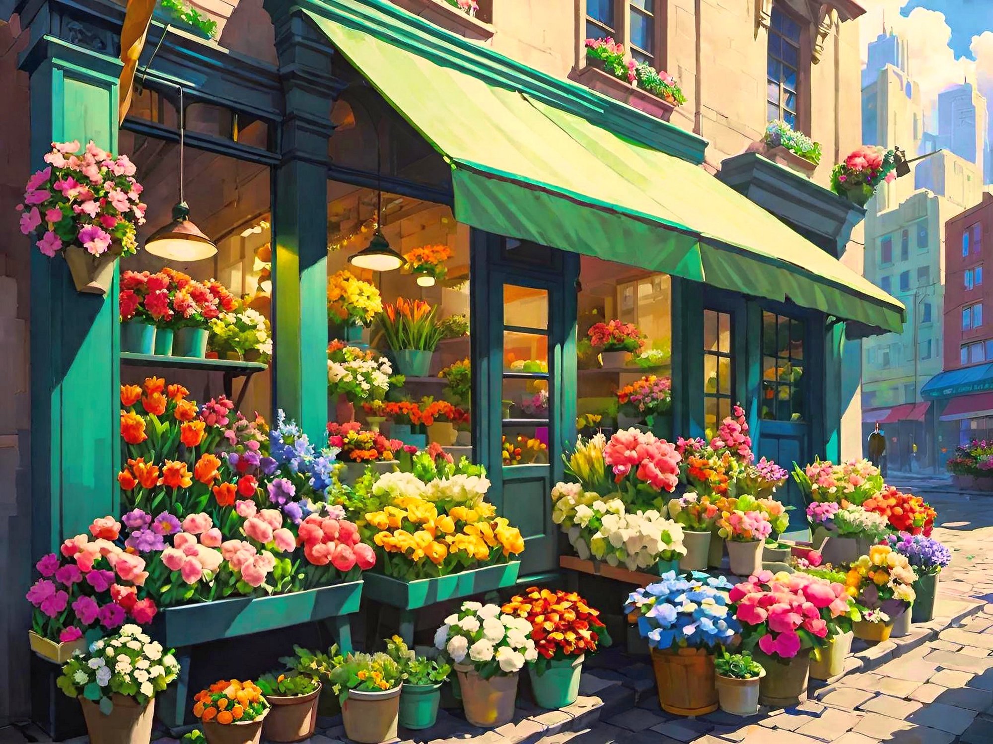 Solve flower shop jigsaw puzzle online with 130 pieces
