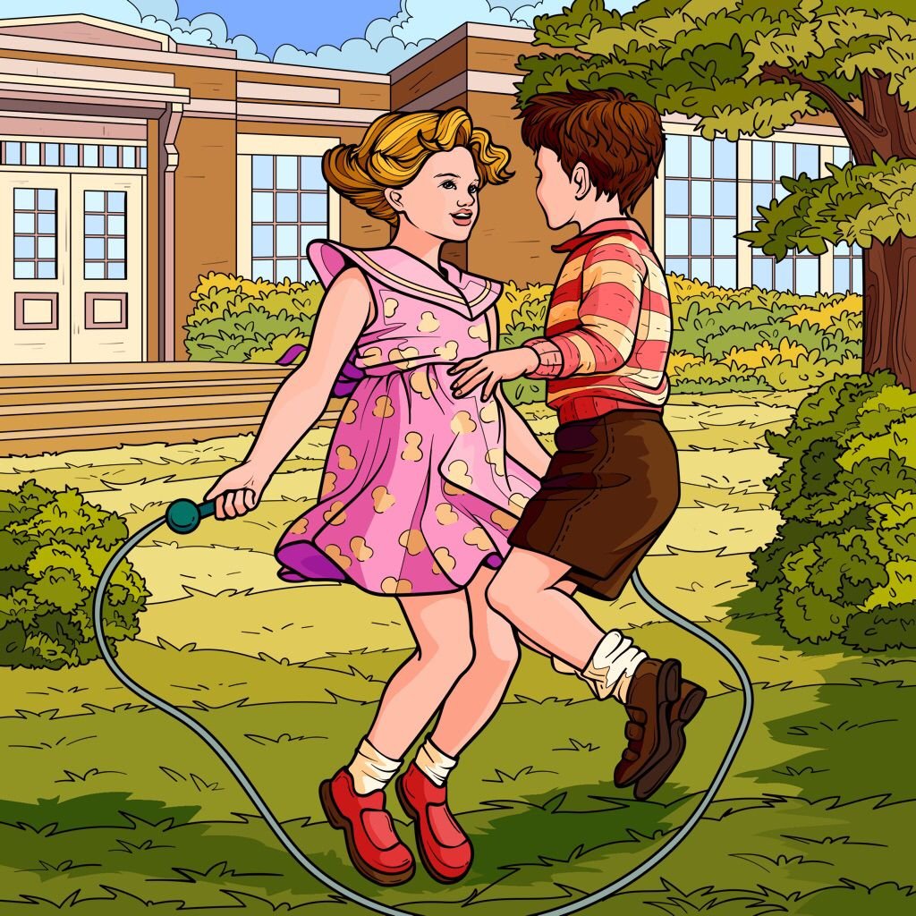 Solve PUZZLE - Jumping Rope Together jigsaw puzzle online with 36 pieces
