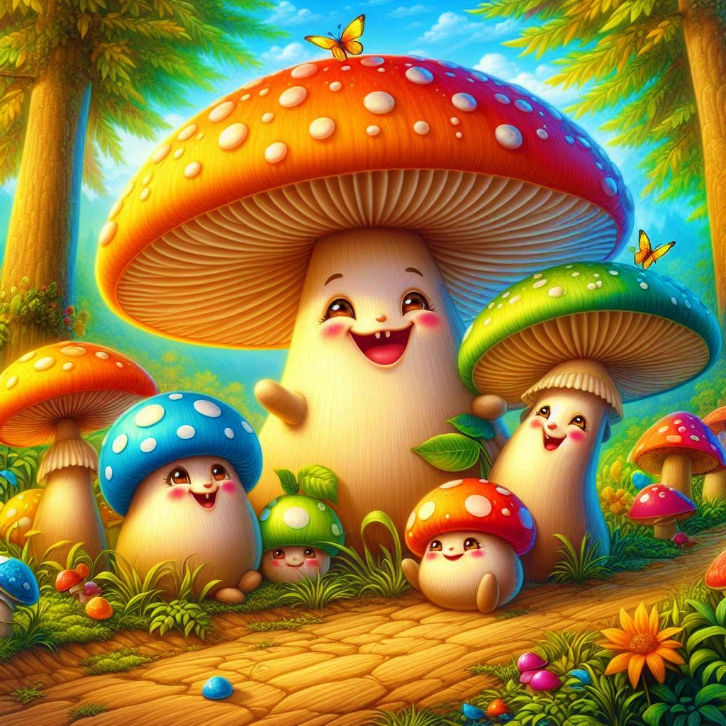 Solve happy mushrooms jigsaw puzzle online with 81 pieces