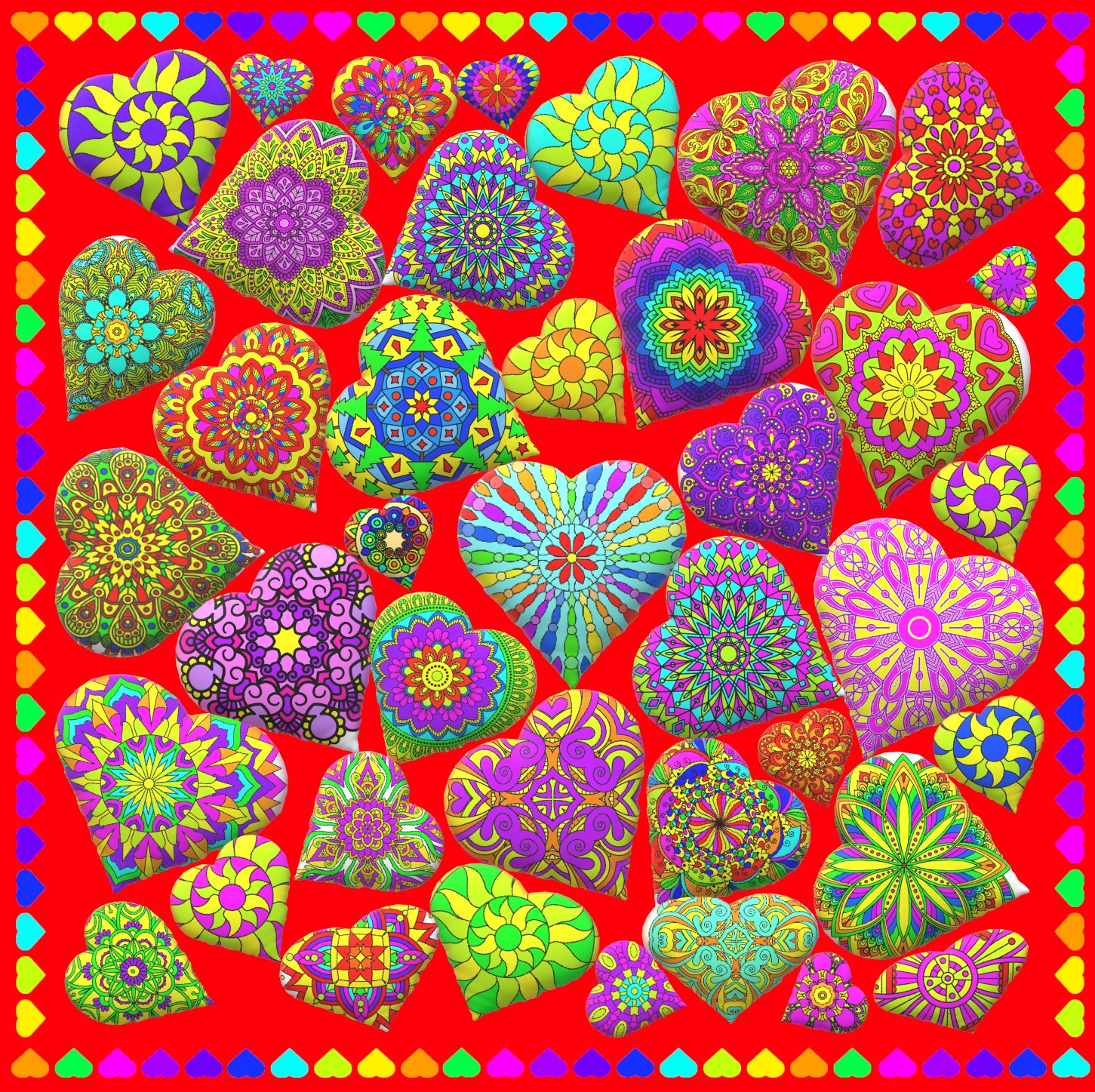 Solve Hearts Rainbow jigsaw puzzle online with 100 pieces