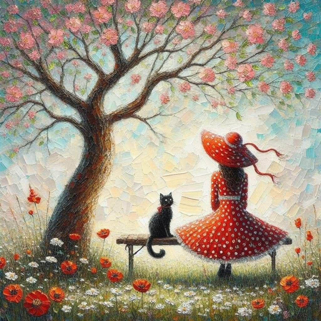Solve A girl in a dress with polka dots jigsaw puzzle online with 81 pieces