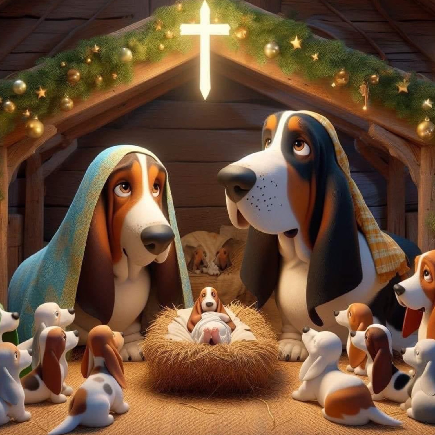 Solve Dog Nativity Scene jigsaw puzzle online with 324 pieces