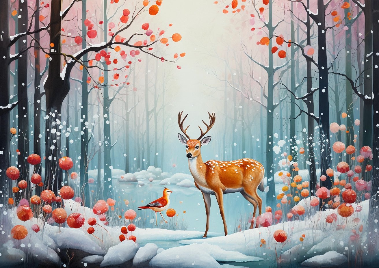 Solve Winter Forest jigsaw puzzle online with 96 pieces