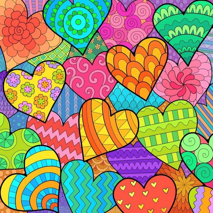 Solve Rainbow Hearts jigsaw puzzle online with 81 pieces