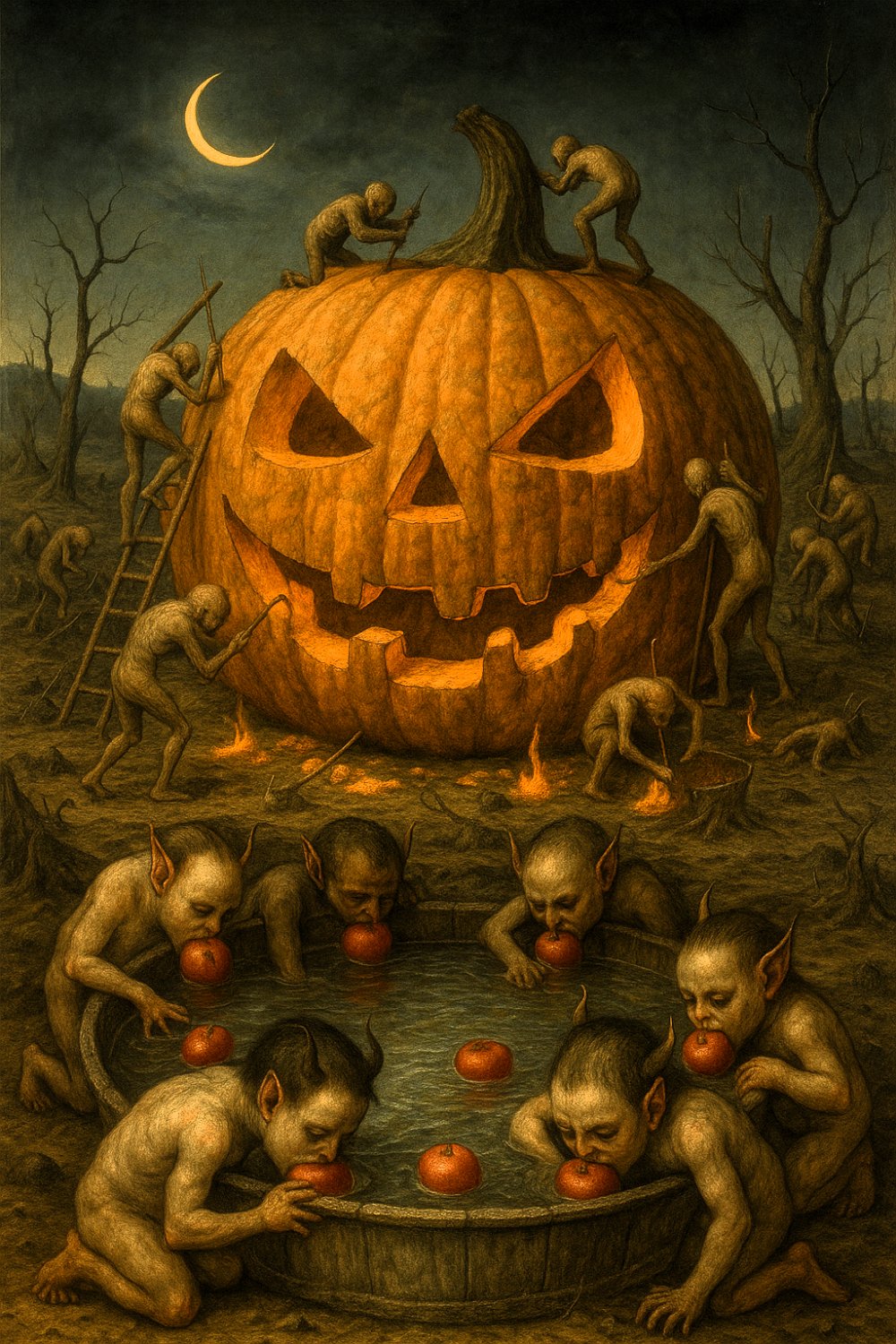 Solve Bobbing for Apples jigsaw puzzle online with 117 pieces