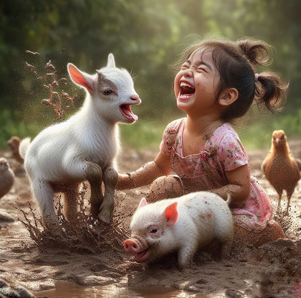 Solve Fun in the mud jigsaw puzzle online with 196 pieces