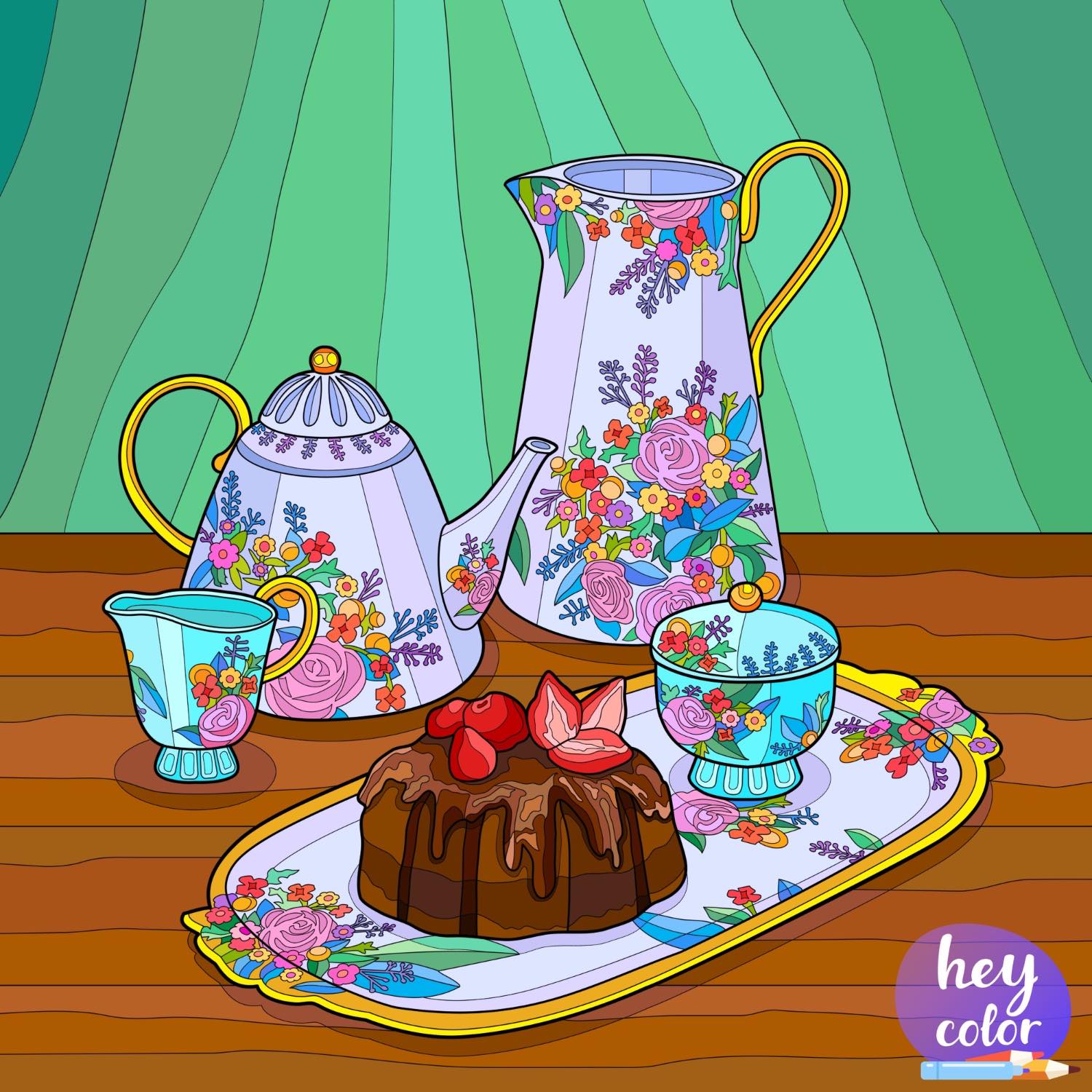 Solve Lovely Tea Set jigsaw puzzle online with 256 pieces