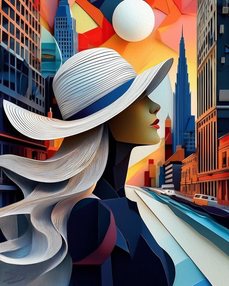 Jigsaw Puzzle | 48 pieces | Elegant Female Portrait, Cityscape ...