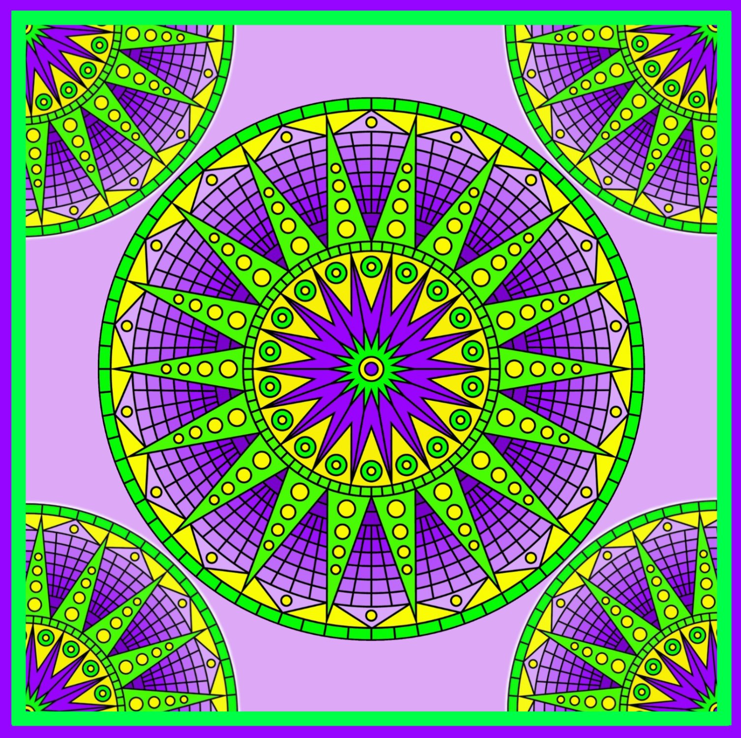 Solve Mandala Purple and Lime - resize to 600 jigsaw puzzle online with ...