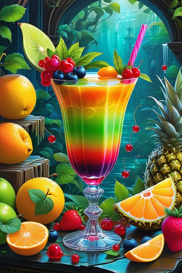 Solve Fruit cocktail jigsaw puzzle online with 70 pieces