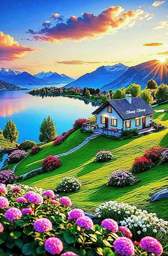 Solve Little Blue cottage. jigsaw puzzle online with 54 pieces