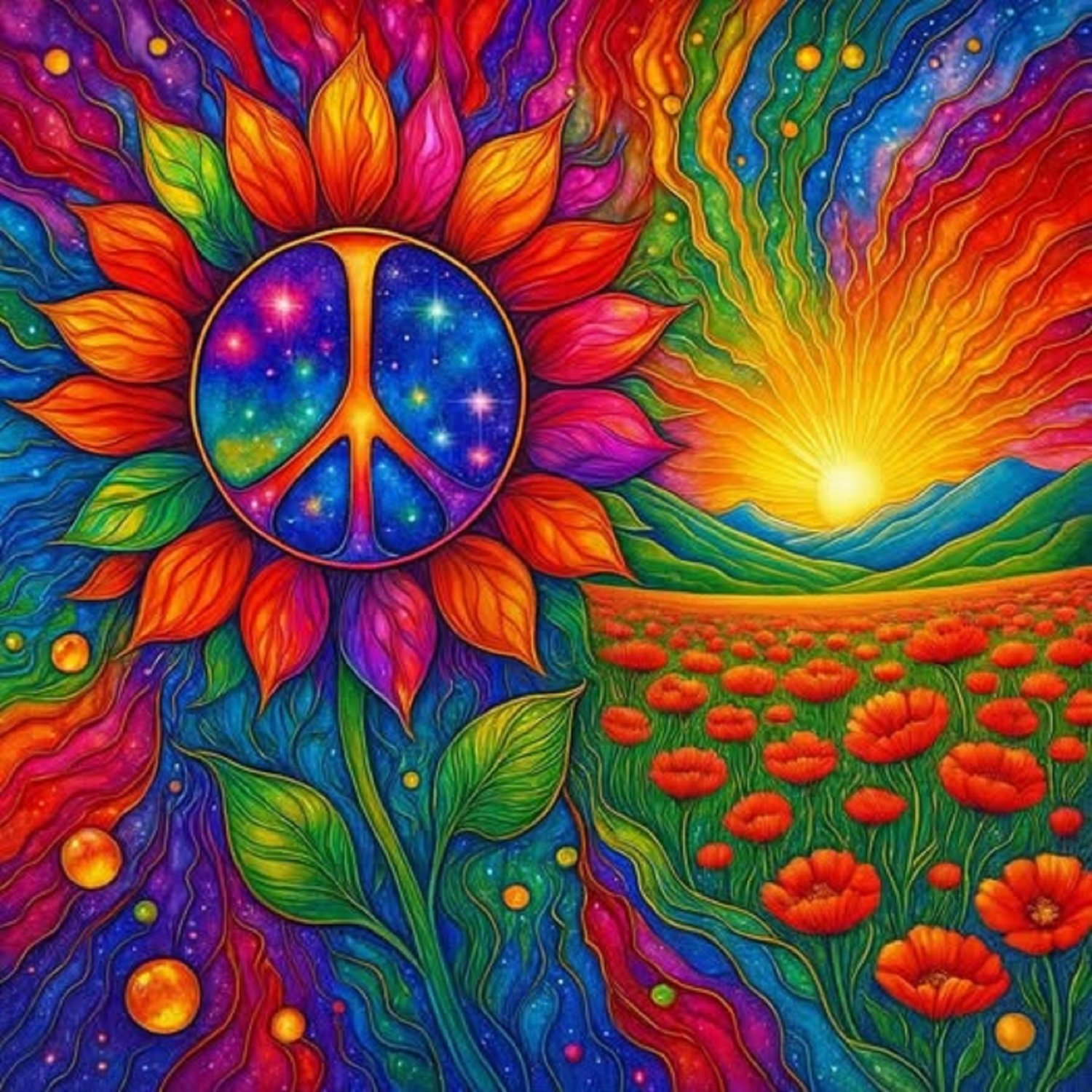 Solve Peace to you all by Hippie World jigsaw puzzle online with 600 pieces