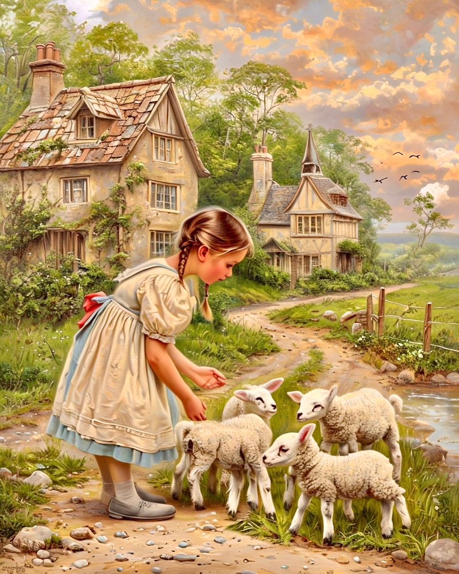 Solve Talking with the lambs (Resize 12 - 252) jigsaw puzzle online ...