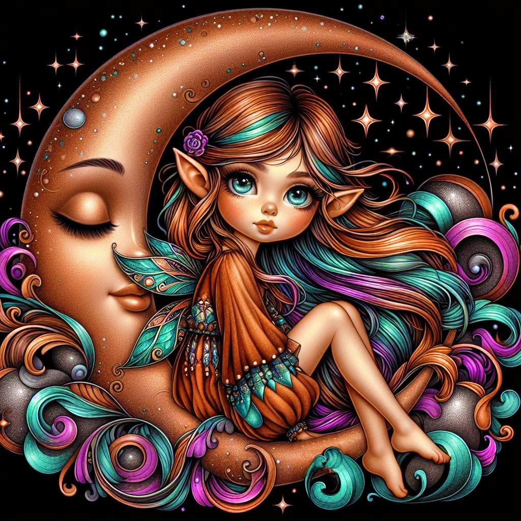 Solve Pammy the adorable Pixie hanging out with the Moon jigsaw puzzle ...