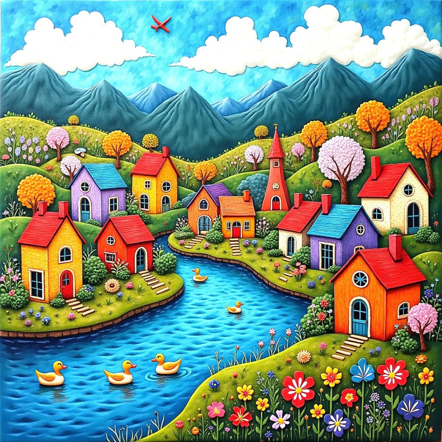 Solve The Hamlet by the River - resize 9 - 600 pieces jigsaw puzzle ...