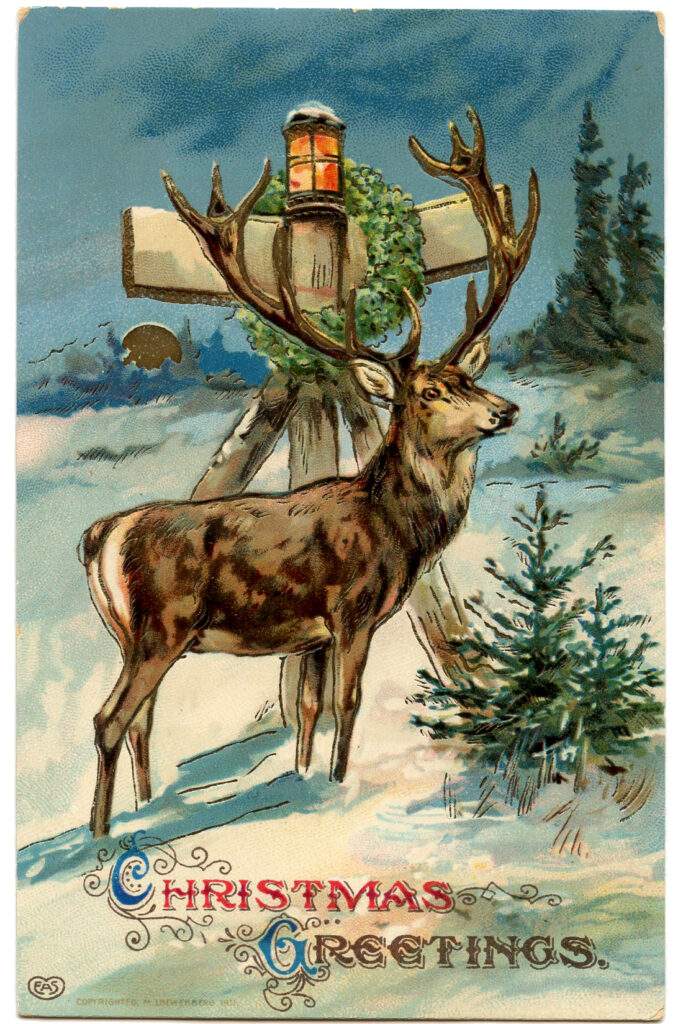 Solve Merry Christmas Stag jigsaw puzzle online with 15 pieces