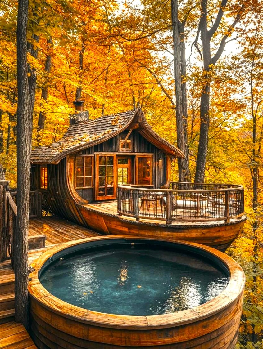 Solve Cabin and pool on the Side of the Ridge..... jigsaw puzzle online ...