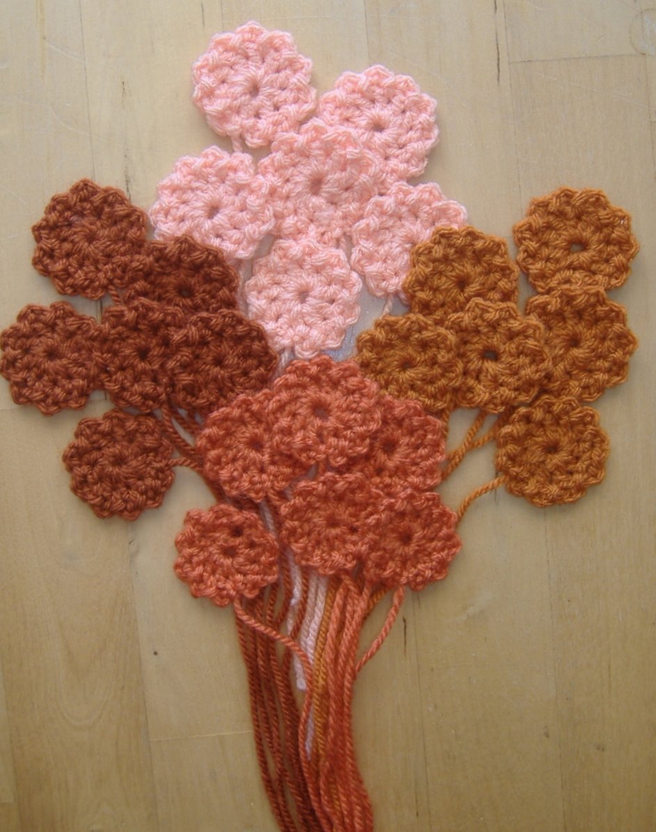 Solve Autumn Trees 2! Crochet Flowers - Oranges jigsaw puzzle online ...