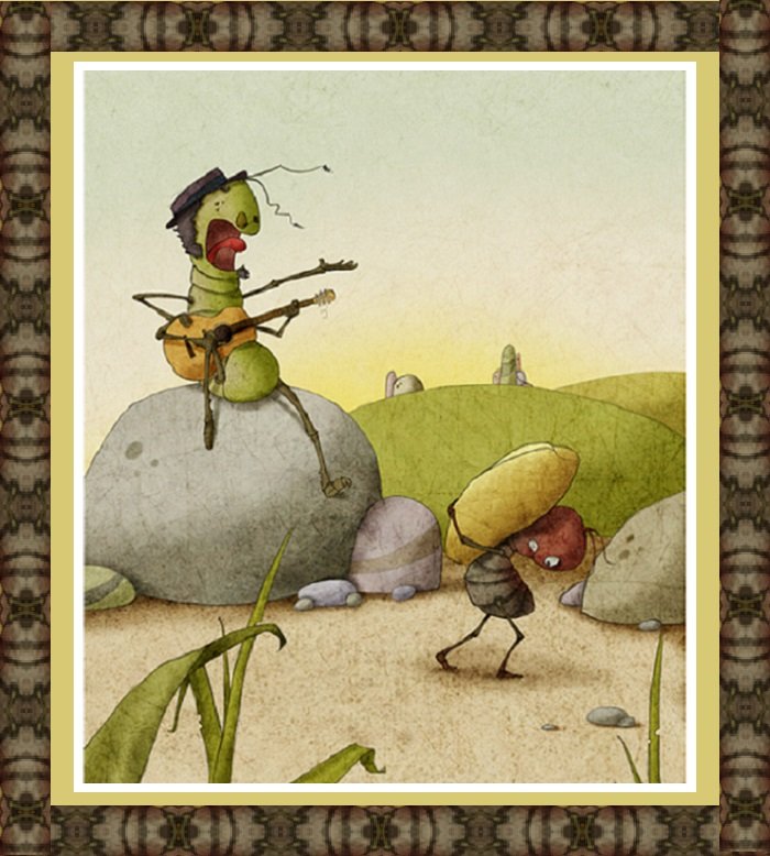 Solve The Ant and the Grasshopper jigsaw puzzle online with 132 pieces