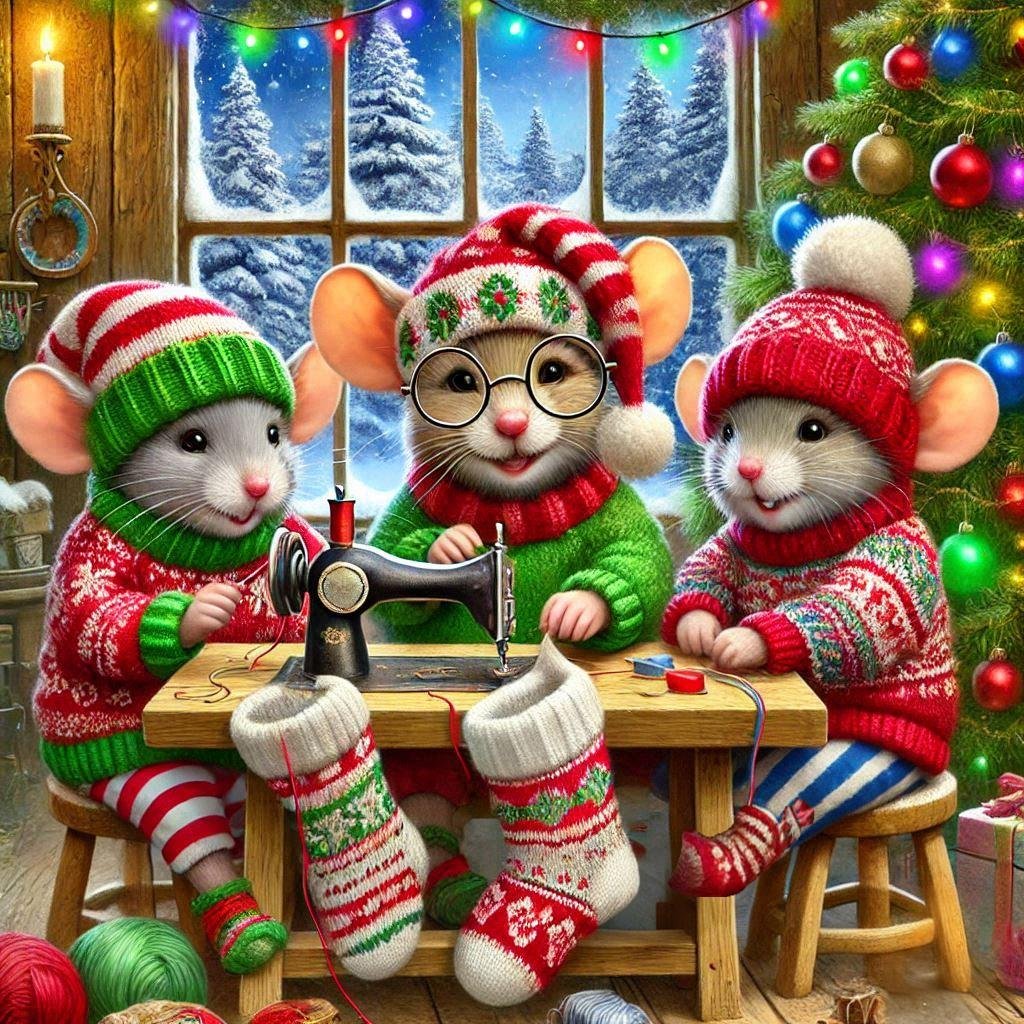 Solve Santa's tiny helpers jigsaw puzzle online with 49 pieces