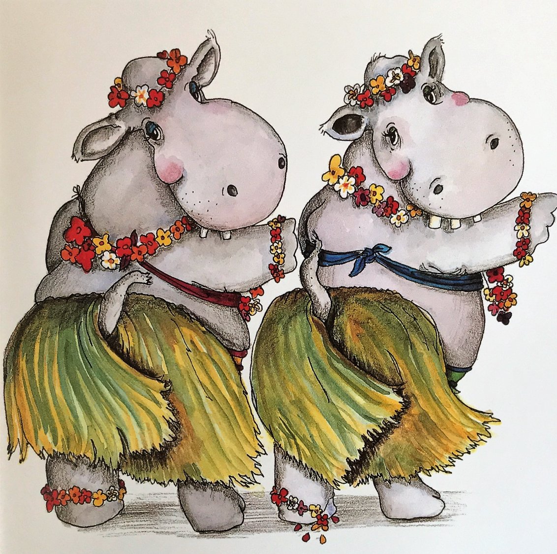 Jigsaw Puzzle | 9 pieces | Hippo Hula Luau | Jigidi