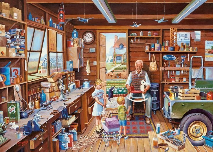 Solve Grandads Workshop jigsaw puzzle online with 88 pieces