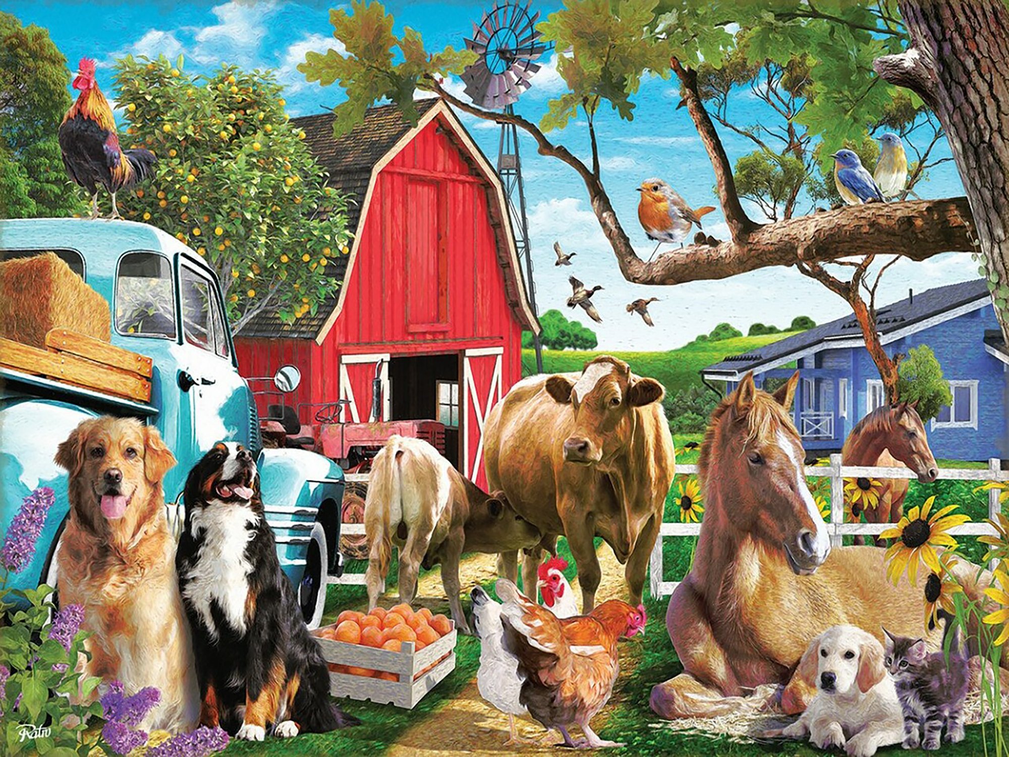 Solve A Gathering in the Farmyard jigsaw puzzle online with 352 pieces