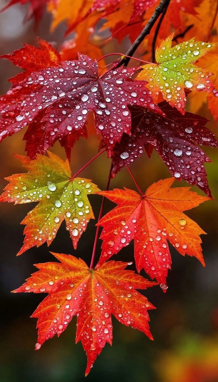 Jigsaw Puzzle | 60 pieces | Fall Leaves and Rain Drops | Jigidi