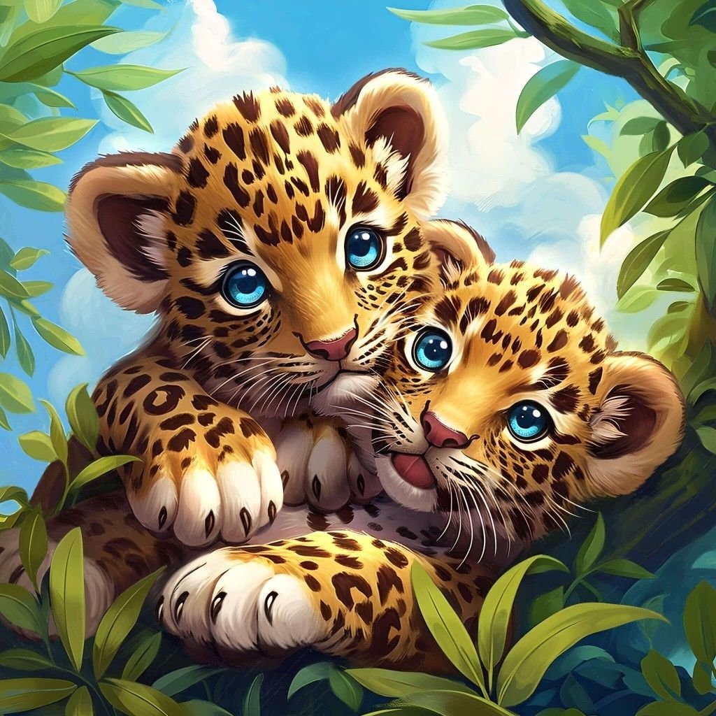 Solve PUZZLE - Pair Of Tiger Cubs jigsaw puzzle online with 81 pieces