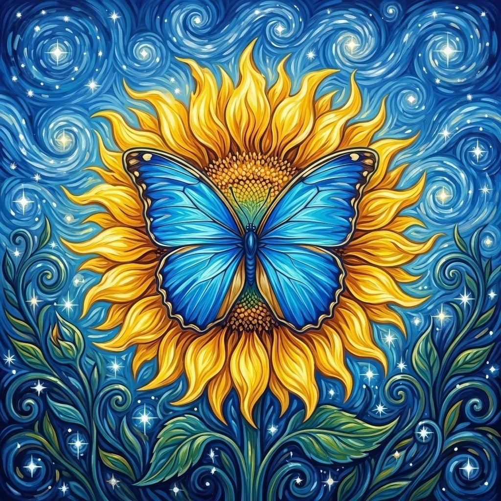 Solve Beautiful blue butterfly art... jigsaw puzzle online with 121 pieces