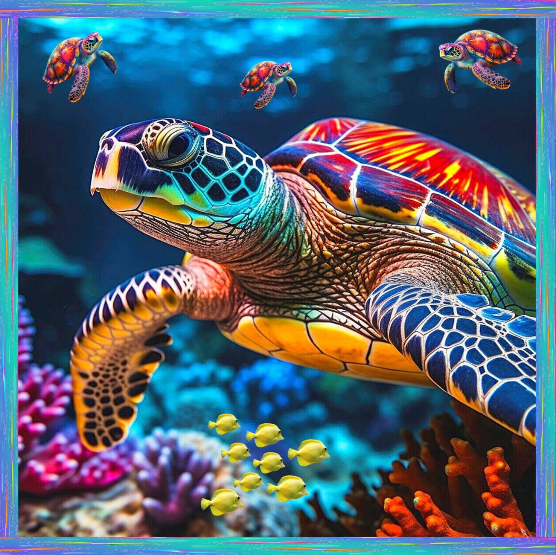 Solve AI Sea Turtle jigsaw puzzle online with 16 pieces