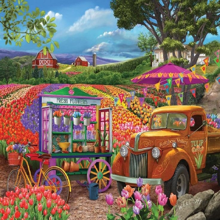 Solve Tulip 🌷 Farm jigsaw puzzle online with 64 pieces