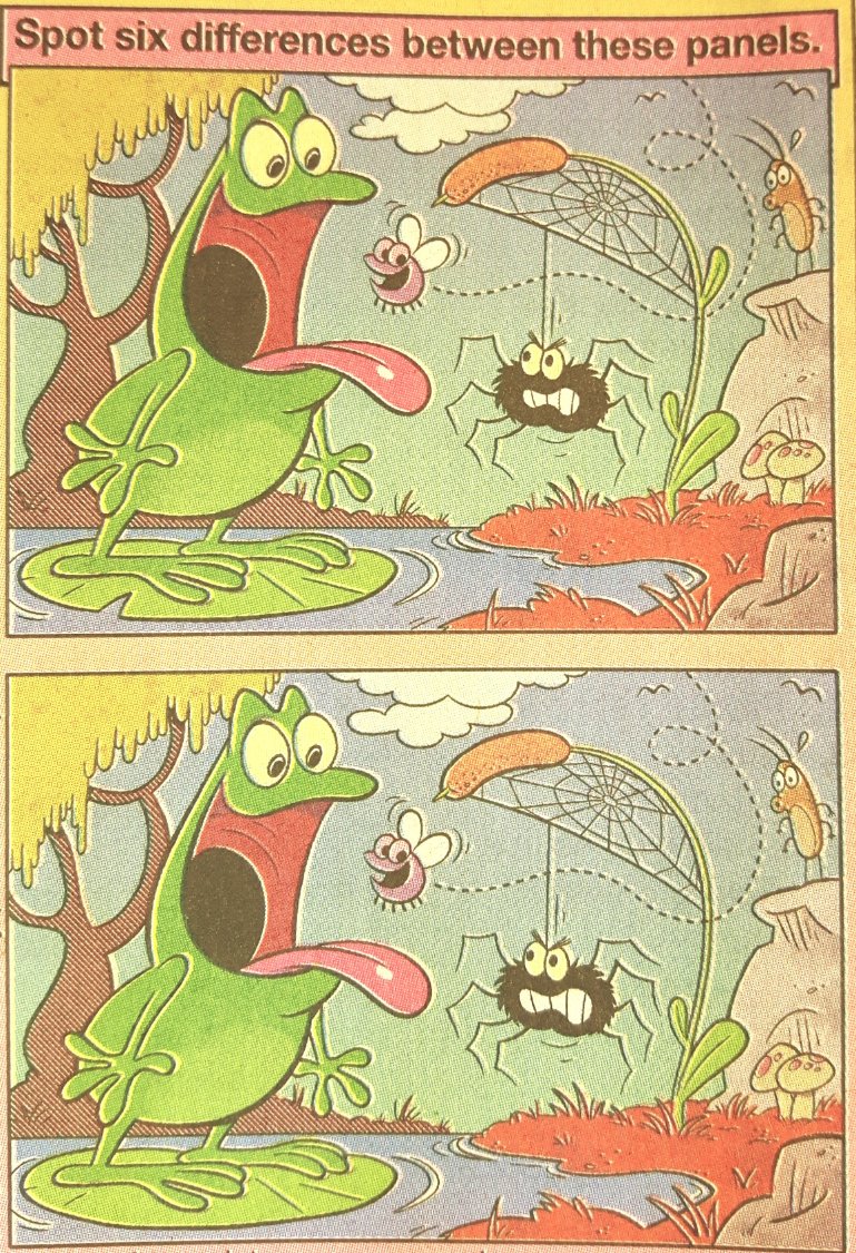Solve Spot the 6 Differences jigsaw puzzle online with 15 pieces