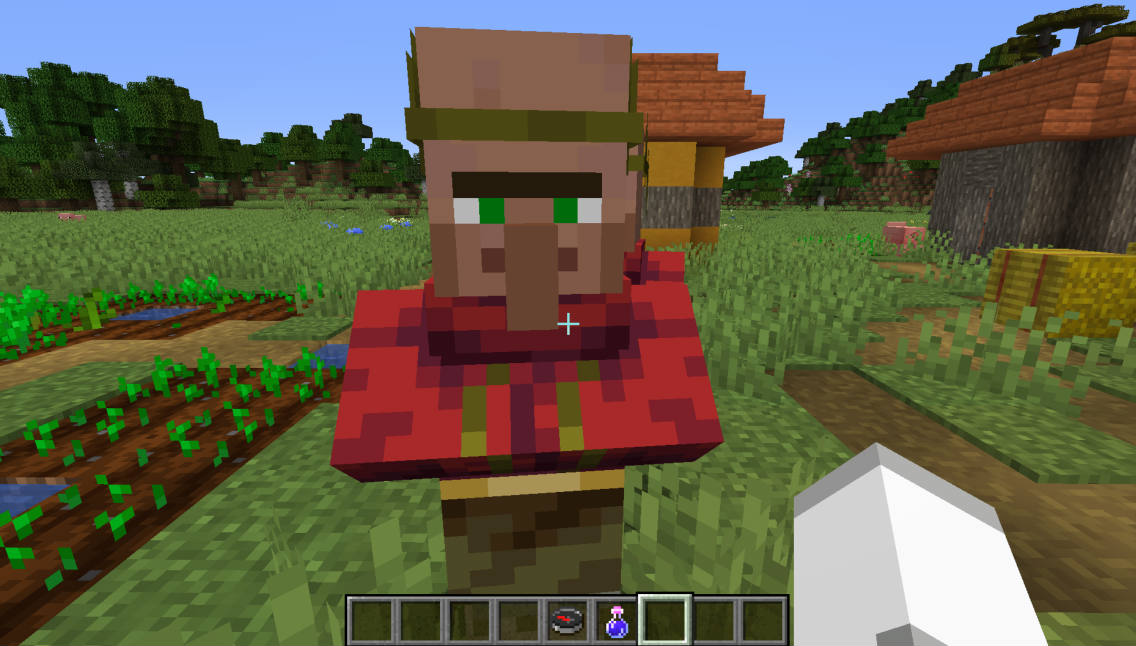 Solve Minecraft villager red jigsaw puzzle online with 28 pieces