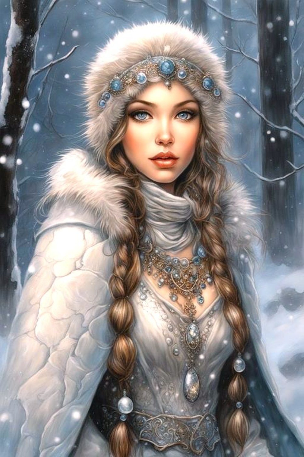 Solve Winter Lady jigsaw puzzle online with 77 pieces