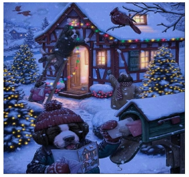 Solve Winter Dogs jigsaw puzzle online with 81 pieces